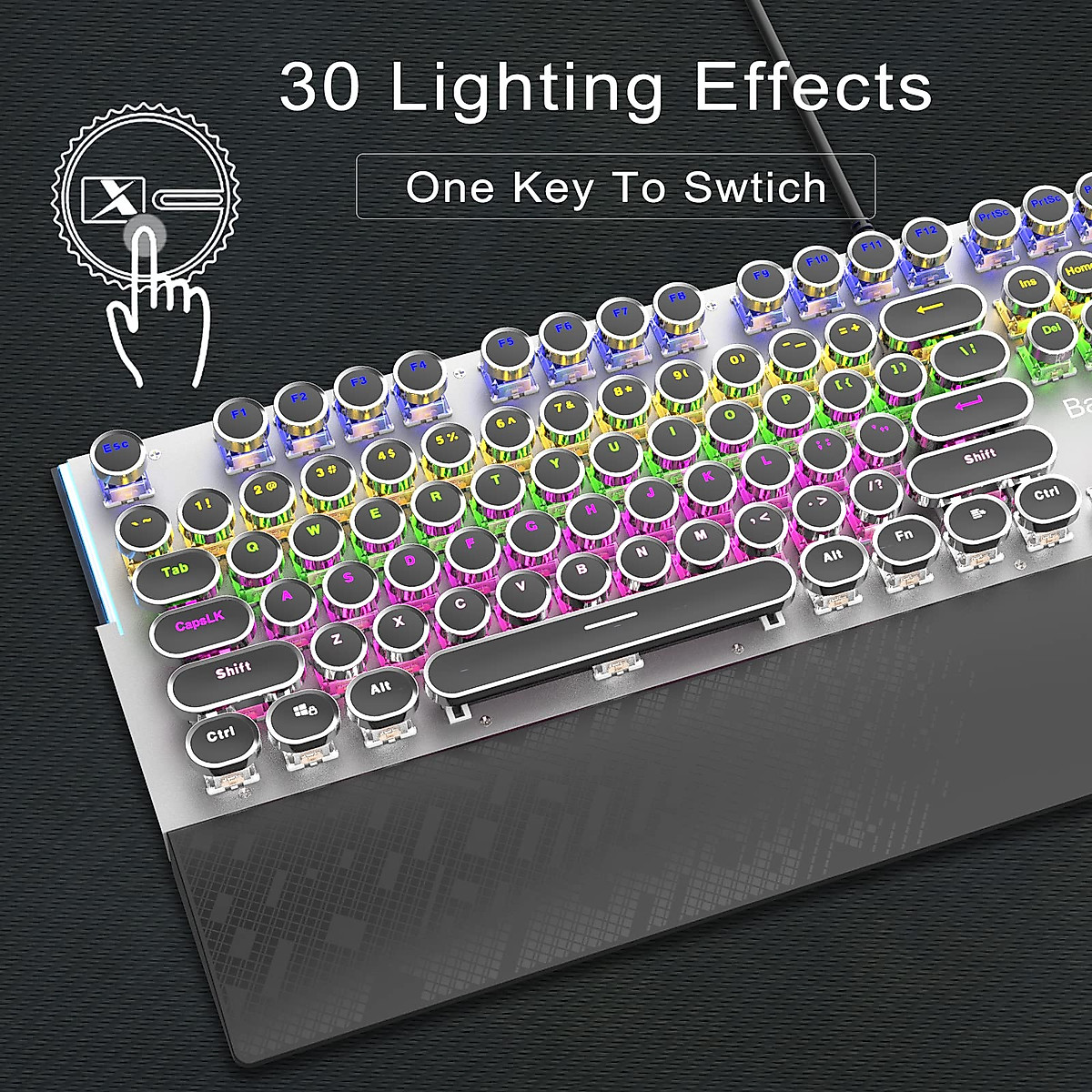 Mechanical Gaming Keyboard with Mouse Combo Multifunctional Mouse Pad 104 Keys White LED Backlit Keyboard with Palm Wrist Typewriter-Style USB Wired Gaming Keyboard for PC Mac Laptop