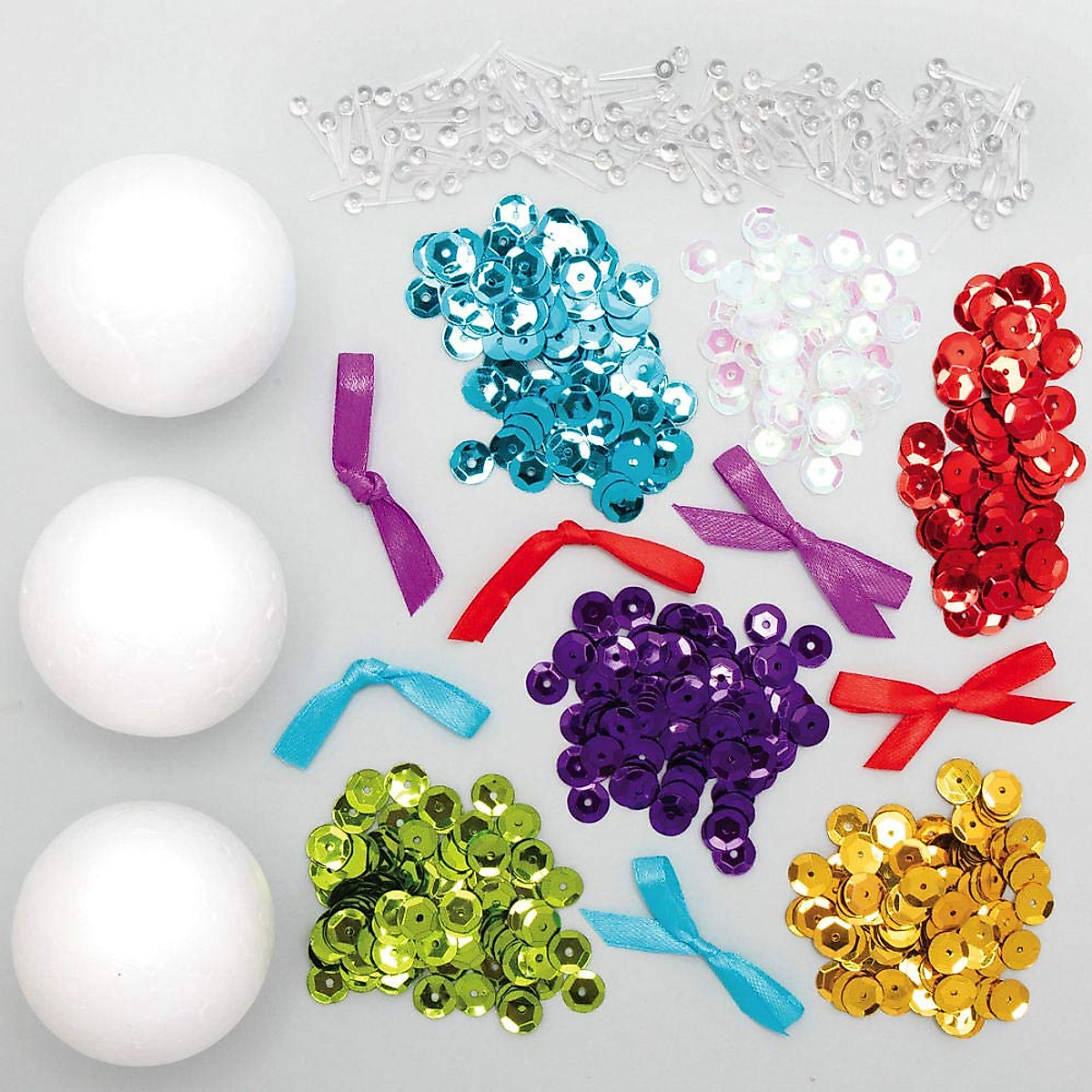 Baker Ross AX530 Sequin Tree Ornament Kits for Kids - Pack of 3, Christmas Tree Ornaments for Creative Art and Craft Supplies, to Make and Decorate.