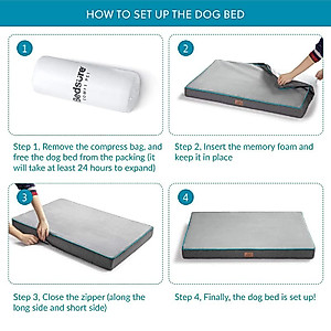 Bedsure Memory Foam Dog Bed for Large Dogs - Orthopedic Waterproof Dog Bed for Crate with Removable Washable Cover and Nonskid Bottom - Plush Flannel Fleece Top Pet Bed, Grey