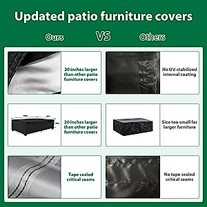 ESSORT Patio Furniture Covers, Extra Large Outdoor Furniture Set Covers 124"x63"x29" Waterproof, Rain Snow Dust Wind-Proof, Anti-UV, Fits for 10-12 Seats