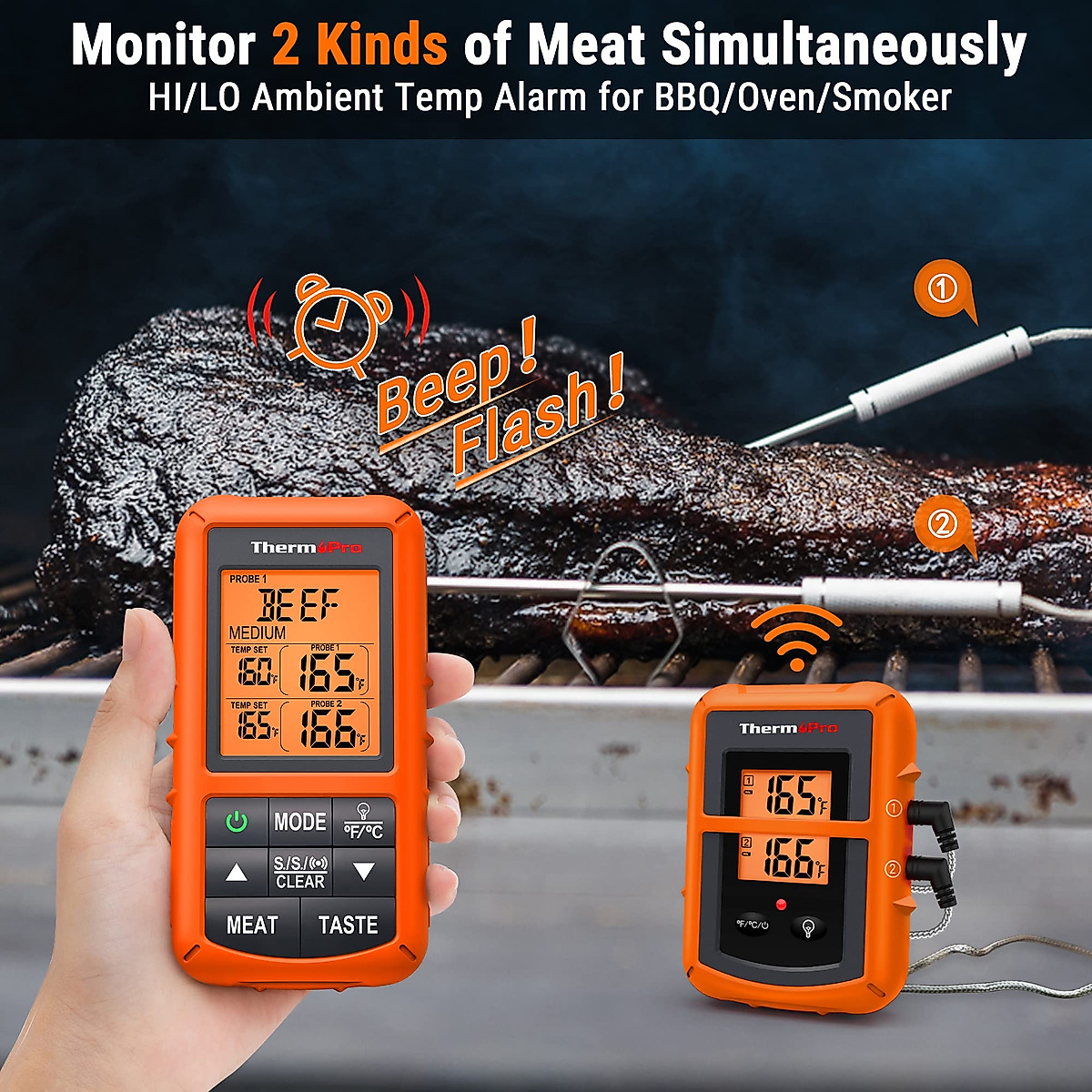 ThermoPro TP20 500FT Wireless Meat Thermometer +ThermoPro TP420 2-in-1 Instant Read Thermometer for Cooking