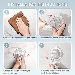 VIS'V Suction Cup Hooks, Small Clear Heavy Duty Vacuum Suction Hooks Shower Wall Suction Cup Hangers Removable Reusable Window Glass Door Suction Holder for Bathroom Kitchen Decor - 4 Pcs