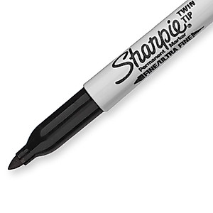 SHARPIE Twin Tip Permanent Markers, Fine and Ultra Fine, Black, 4 Count