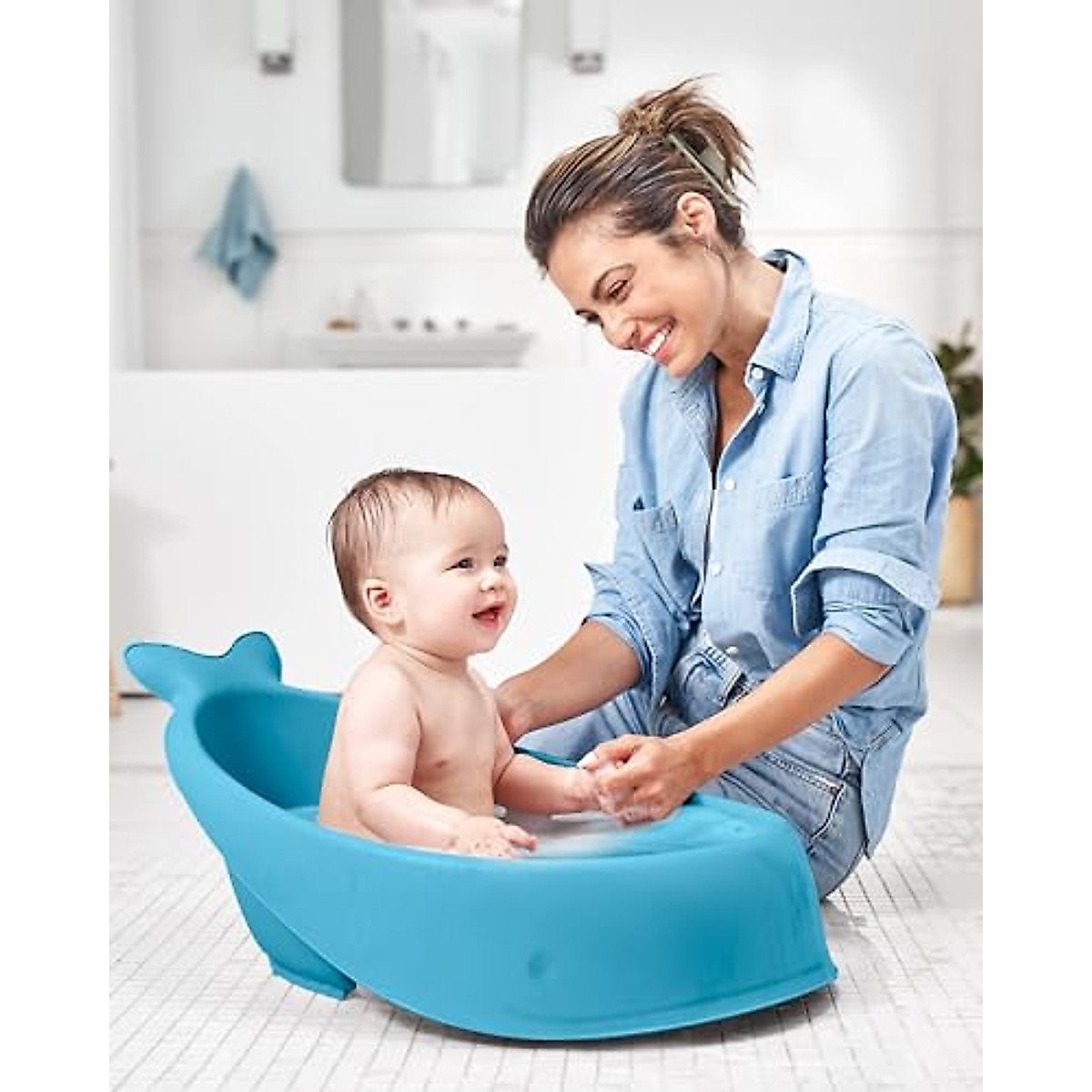 Skip Hop Infant Bath Tub 3-Stage Grow With Baby Smart Sling MOBY Bathtub Blue Age 0+