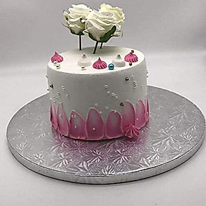 Drum Cake silver 12 inch Round Board, 5 - packs for Heavy Or Multi-Tiered Cakes and a surprise gift. Professional smooth straight edges Cake Board 1/2 polegada thick.