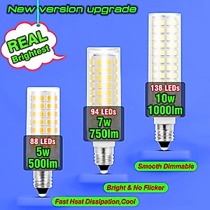 JDE11 Led Bulbs 120V 75W Halogen Candelabra Bulbs Equivalent Dimmable,T3 T4 Mini Base JD E11 Bulb, 4000K Natural White 7W 750 lm E11 Bulb for Chandeliers,Candelabra,Ceiling Fan,Cabinet Lighting,2Pack