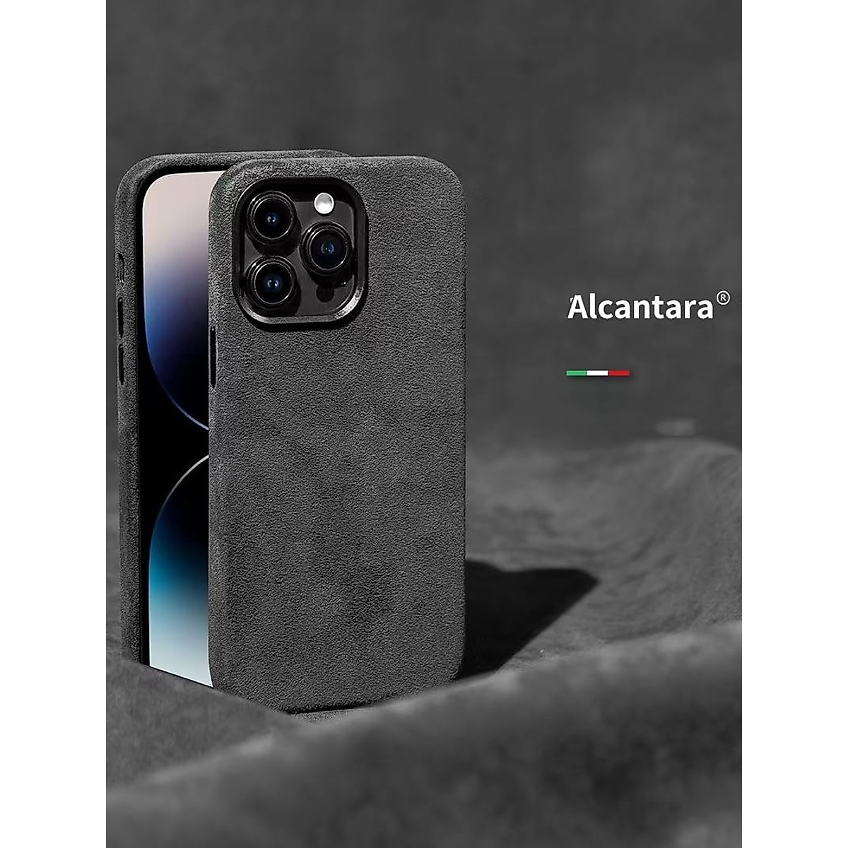 TYXDKJ Alcantara Case for iPhone 13 Pro,Handmade Fully-Wrapped Synthetic Suede Cover, Compatible with MagSafe Wireless Charging(Black)