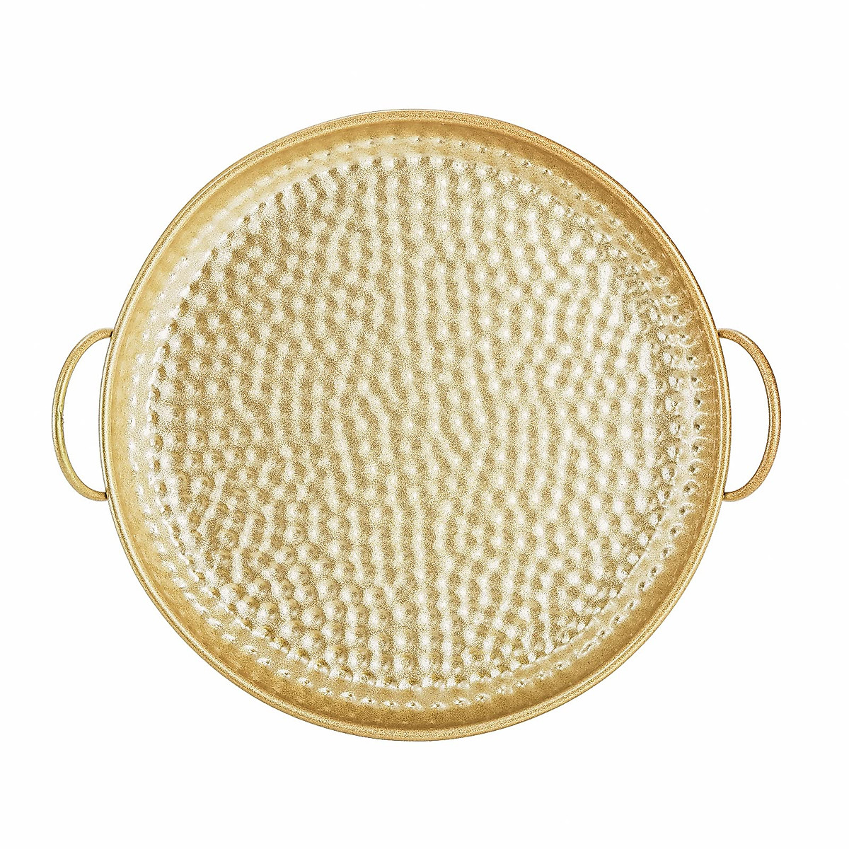 Elsjoy Set of 4 Gold Jewelry Tray, 8 Inch Round Gold Serving Tray Metal Decorative Vanity Tray, Golden Trinket Dish Perfume Tray for Makeup, Necklace, Bathroom, Dresser