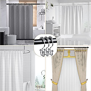 Shower Curtain Hooks Rings Premium Rust Resistant Metal Hook Double Glide Shower Hooks Roller Balls Glide on Shower Rods for Bathroom Curtain, Shower Curtains & Liners, Set of 12 (Silver)