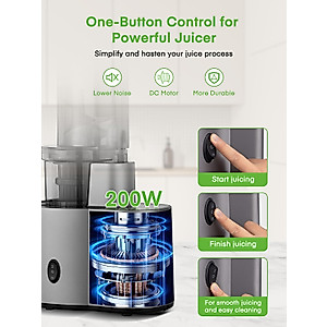 Juicer Machines Vegetable and Fruit, FOHERE Cold Press Juicer Extractor Fit Whole Fruits & Vegetables with 4.72" Wide Mouth Easy to Clean, Slow Masticating Juicer with Quiet Motor, Reverse Function