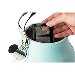 Haden 75004 Heritage 1.7 Liter (7 Cup) Stainless Steel Electric Kettle with Auto Shut-Off and Boil Dry Protection, Turquoise
