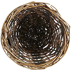 Household Essentials ML-2215 Small Decorative Wicker Waste Basket | Haven Willow and Poplar | Natural Dark Brown