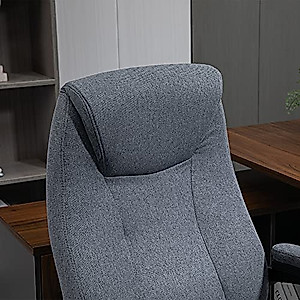 Vinsetto Fabric Home Office Chair, Computer Desk Chair with Tilt Function, Executive Chair with 360° Swivel, Adjustable Height, Padded Armrests and Headrest, Gray