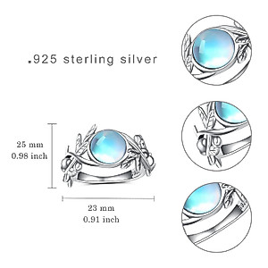 SCZKLAQ Moonstone Leaf Rings for Women 925 Sterling Silver Moonstone Ring Jewelry Gifts for Women (7)