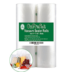 O2frepak 2Pack 11"x50' Rolls 4mil Vacuum Sealer Bags Rolls with BPA Free,Heavy Duty Vacuum Sealer Storage Bags Rolls ,Cut to Size Roll,Great for Sous Vide (Total 100 feet)