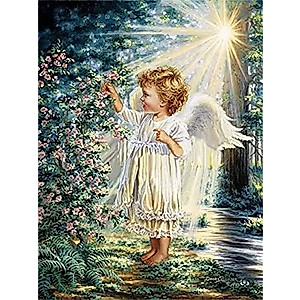 5D Diamond Painting Kits Full Drill Little Angel Crystal Rhinestone Embroidery Art for Home Wall Decor, Diamond Art Paintings 8x12 Inch
