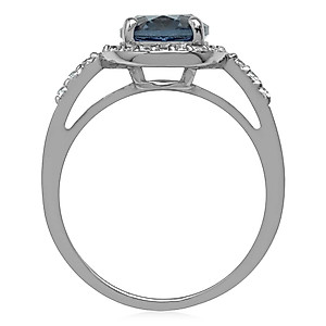 Silvershake 10X8mm Oval Shape Simulated Color Change Alexandrite 925 Sterling Silver Halo Engagement Ring Size 10