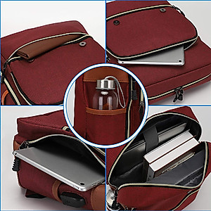 Modoker Upgraded Teal Vintage Laptop Backpack College School Bookbag for Women Men, Slim Travel Laptop Backpack with USB Charging Port Computer Bag Casual Rucksack Daypack Green