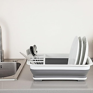 BNYD Collapsible Dish Rack, Foldable Dinnerware Drainer Organizer