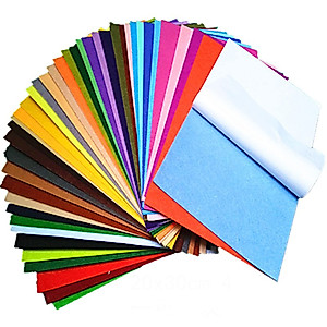 Jtnohx Self Adhesive Felt Sheets, 8x12 Inches Felt with Self Adhesive Backing, 40 Colors Pack Sticky Felt Fabric for Craft, Adhesive Felt Square for Drawer Liner
