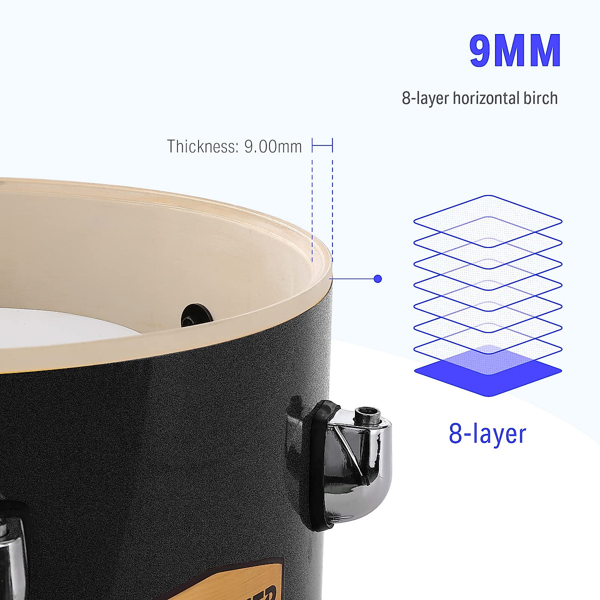 Donner Drum Set Adult with Practice Mute Pad,5-Piece 22 inch Full Size Acoustic Drum Kit for Beginner,Red- DDS-520