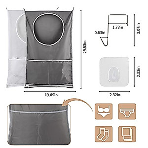 2 Pack Door Hanging Laundry Hamper Bag,Laundry Hamper Bags Collapsible, Over Door Laundry Bag,Large Hamper Clothes Storager for Space Saving Large Laundry Organizer Bag