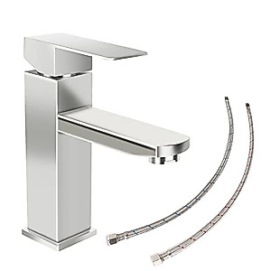 Bathroom Sink Faucets Single Handle, Brushed Nickel Bathroom Sink Faucets for Sink 1 Hole