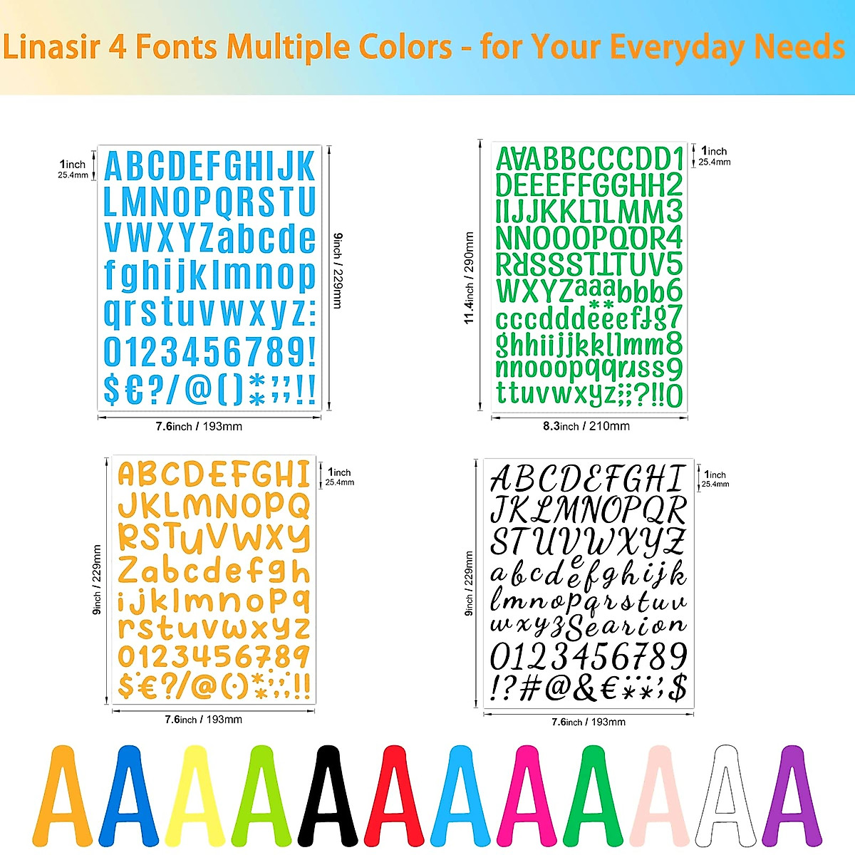8 Sheets Letter Stickers, 1008 Alphabet Stickers,1 inch Vinyl Self-Adhesive Sticker Letters, Black Alphabets ABC Stickers, for DIY Mailbox House Numbers, Scrapbooking Embellishments & Decorations