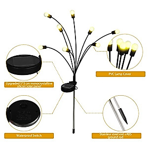 ARGANOL Solar Powered Firefly Lights Outdoor Waterproof 4-Pack, Swaying as Wind Blows, 8 LED Bulbs, Solar Garden Lights, Warm White, Outdoor Decorative Lights for Pathway Yard Patio Decorations