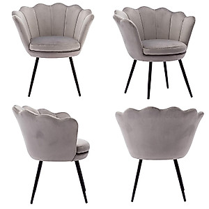 HNY Comfy Desk Chair no Wheels, Velvet Upholstered Accent Chair, Vanity Chair for Living Room, Bedroom, Dining Room, Black Legs, Teal Blue