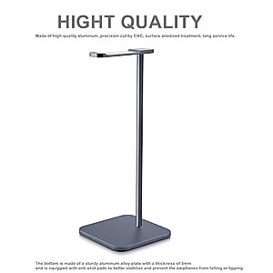 MHQJRH Aluminum Headphones Stand Holder, Suitable for Headphone Display Stands of All Gaming headsets and Wireless Headset Sizes (Space Gray)