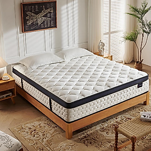 KauRelax Queen Size Mattress,14 Inch Queen Mattress in a Box,Hybrid Mattress with Gel Memory Foam & Individual Pocket Spring for Edge Support, Pressure Relief, Medium Firm,CertiPUR-US