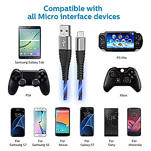 Oliomp Micro USB Cable 3FT, Fast Charging Android Charger LED Light Up Phone Charger Cord for Huawei Mate SE, Samsung Galaxy S7/S6/J7,LG,HTC,Sony,Moto,Kindle,PS4 and More