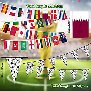 MOVINPE 2022 World Cup String Flag Bunting Set, Soccer Group Match 32 Teams Countries Banners Double-sided, 33 Feet Qatar World Cup Decoration for Grand Opening, Sports Bar, Party Events