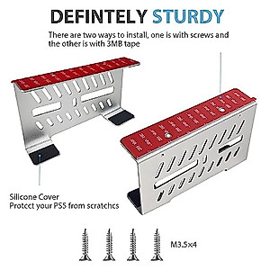 Under Desk Mount for PS5 No Drill, Chanvoo Aluminum Under Desk Mount Holder for Playstation 5 Disc & Digital Edition with Adhesive (Silver)