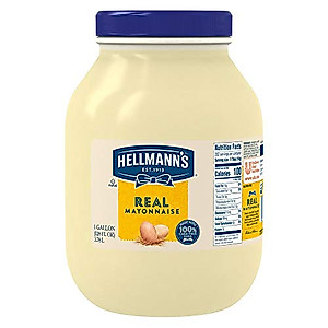 Hellmann's Real Mayonnaise Jar, Condiment for Sandwiches, Salads, Mayo Made with 100% Cage Free Eggs, Gluten Free 1 gallon 128 oz, Pack of 1