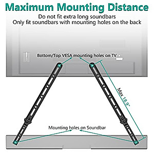 WALI Sound Bar Mount Bracket, for Mounting Above or Under TV, with Adjustable 3 Angled Extension Arm, Fits Most 23 to 65 Inch TVs, up to 33 lbs (SBR202)