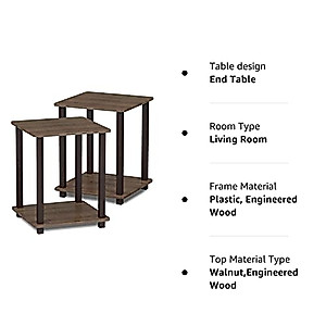 Furinno Simplistic Set of 2 End Table, Walnut/Brown