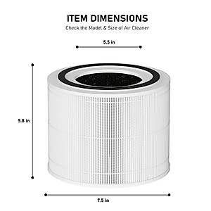 True HEPA Replacement Filter Compatible with 240 Air Cleaner Purifier, 3-in-1 True HEPA Filter Replacement, Model 14, 2 Pack