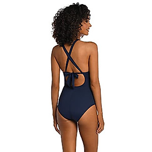 La Blanca Women's Island Goddess High Neck Keyhole Mio One Piece Swimsuit, Indigo, 14