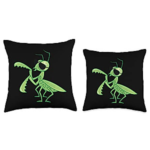 CharlIan Minds - Praying Mantis Funny Insect Lover Praying Mantis with Sunglasses Grasshopper Throw Pillow, 16x16, Multicolor
