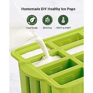 Popsicles Molds, 12 Cavities Silicone Popsicle Molds for Kids Adults Food Grade Popsicle Maker Molds BPA-Free Ice Pop Mold Homemade Ice Pop Maker with Popsicle Sticks, Popsicle Bags, Cleaning Brush