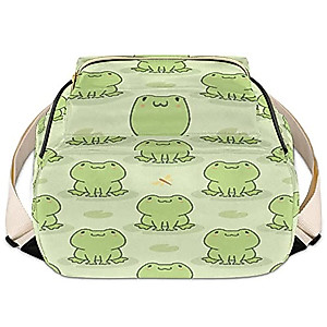 Cute Frog Mini Backpack Purse for Women, Frog Dragonfly Leather Small Backpack Casual Travel Daypacks Shoulder Bag for Girls Teen