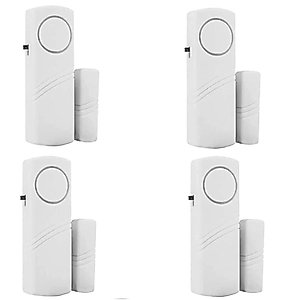 4 Pack Door Window Alarm, Magnetic Burglar Alert Sensor, Loud Door Alarms for Kids Safety, DIY for Home Security, Office Protection,Shopping Store AAA Battery