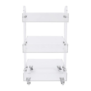 MuChaIOAK 3-Tier Acrylic Utility Rolling Cart On Wheels, Multifunction Storage Cart, Mobile Storage Organizer Shelving, Utility Carts Shelf Rack for Kitchen Bathroom Laundry Room Narrow Places, White