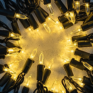 YULETIME Warm White LED Christmas Lights with Black Wire, 66 Feet 200 Count UL Certified Commercial Grade LED Halloween String Light Set (Warm White - Black Wire)