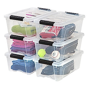 IRIS USA, Inc. TB-42 12 Quart Stack & Pull Box, Clear, 6 Stack and Pull TB-28 32 Quart Stack & Pull Box, Multi-Purpose Storage Bin, 6 Pack, Pearl