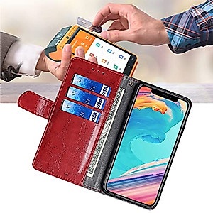 Fansipro Wallet Folio Case for Oppo Reno 2 F, Premium PU Leather Slim Fit Cover for Reno 2 F, 3 Card Slots, Good Design, Red