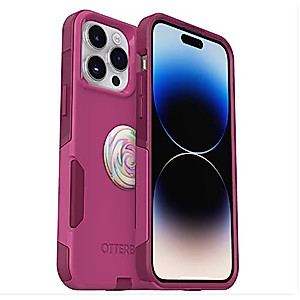 OtterBox Bundle Commuter Series Case for iPhone 14 PRO MAX - (INTO The Fuchsia) + PopSockets PopGrip - (Jawbreaker Gloss)