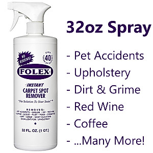 FOLEX Instant Carpet Spot Remover + Daley Mint Cloth | Instant Rug, Upholstery, and Carpet Spot Remover Kit for Home, 32oz